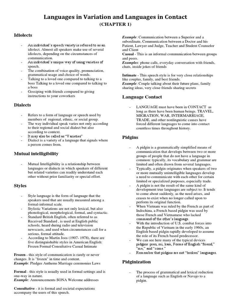 Understanding Language Variation and Language Contact | PDF | Grammatical Gender | Linguistics