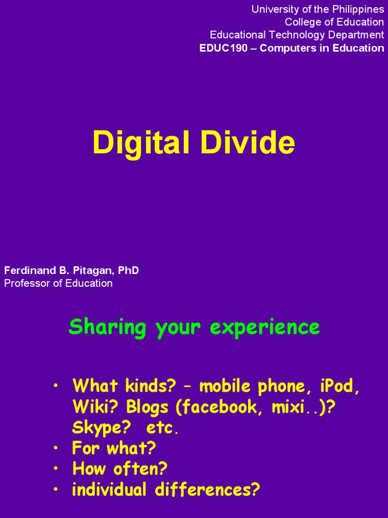 Digital Divide | PDF | Information And Communications Technology | Internet