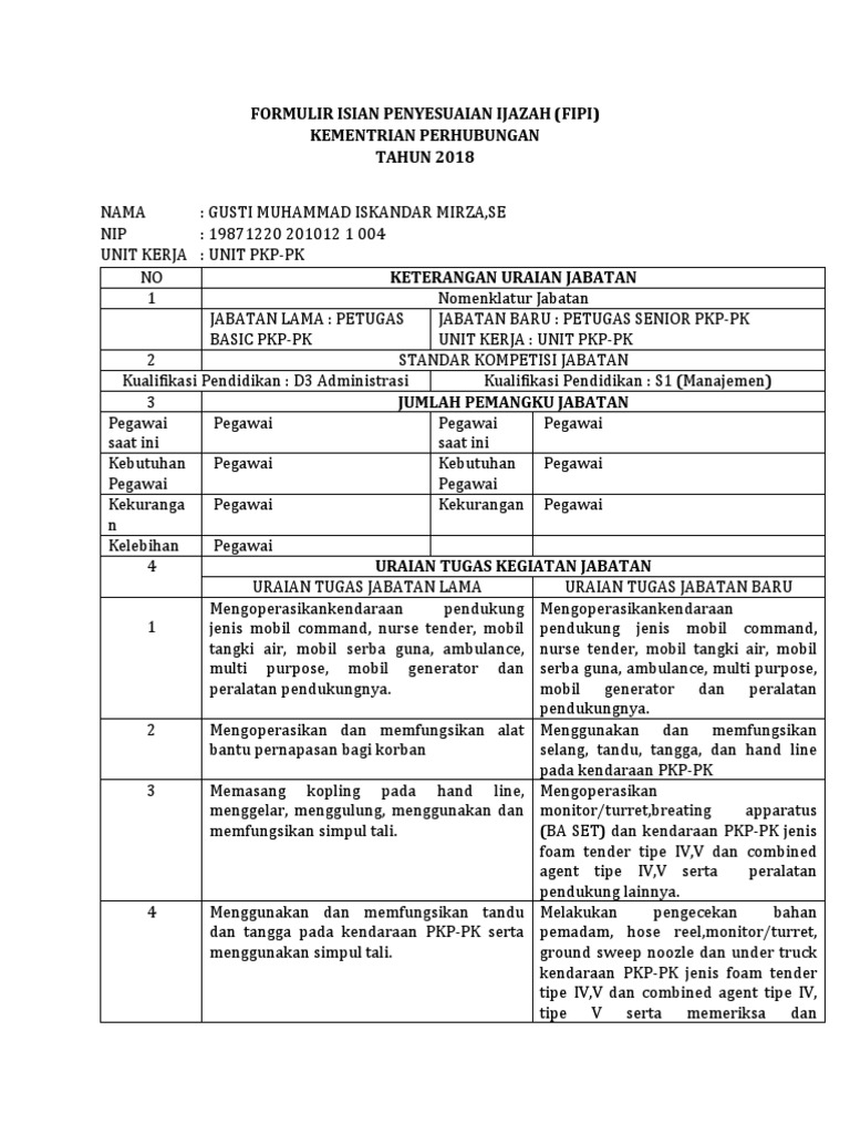 Formulir Isian Penyesuaian Ijazah | PDF