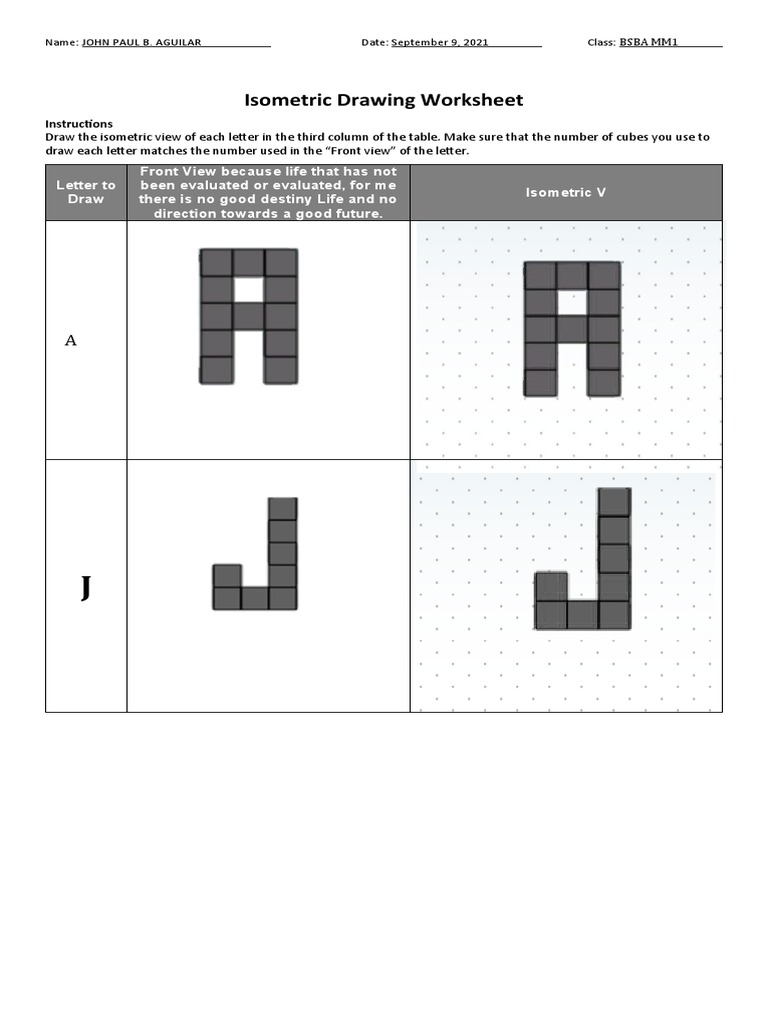 Isometric Drawing Worksheet | PDF