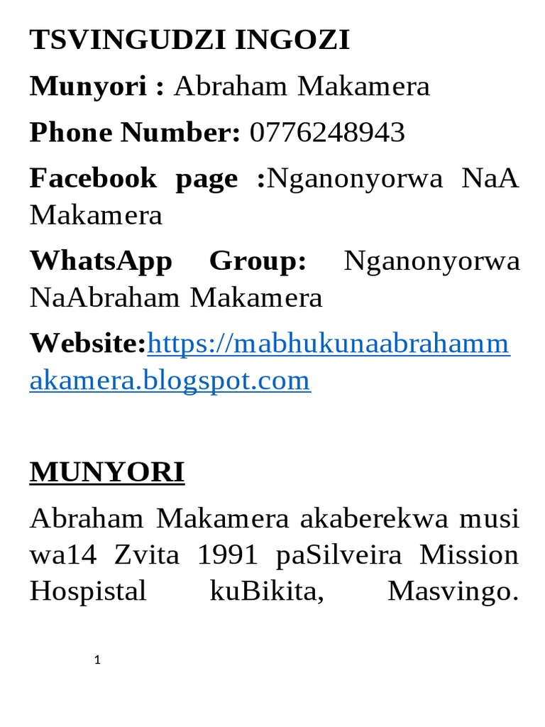 Tsvingudzi Ingozi | PDF