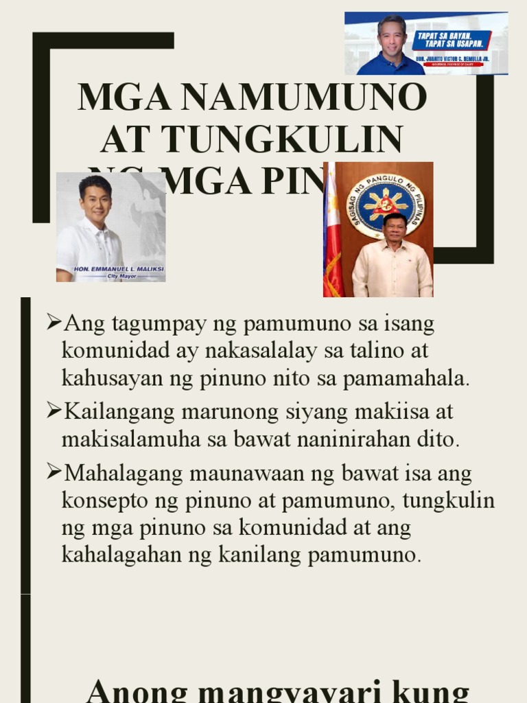 Mga Namumuno at Tungkulin NG Mga Pinuno | PDF