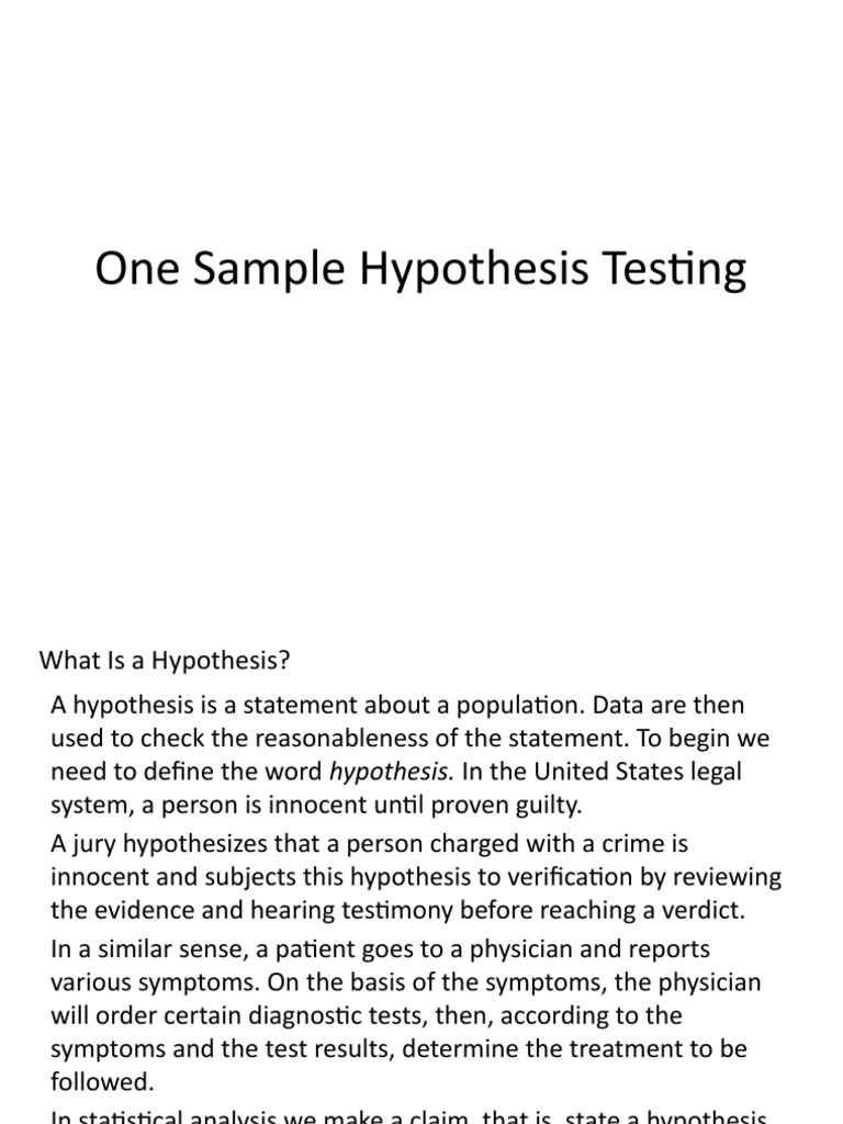 Chapter 9 One Sample Hypothesis Testing Pdf Null Hypothesis