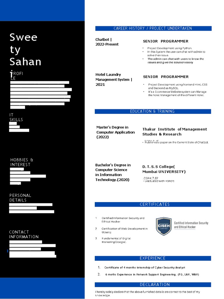 Sweety CV | PDF | Business | Computers