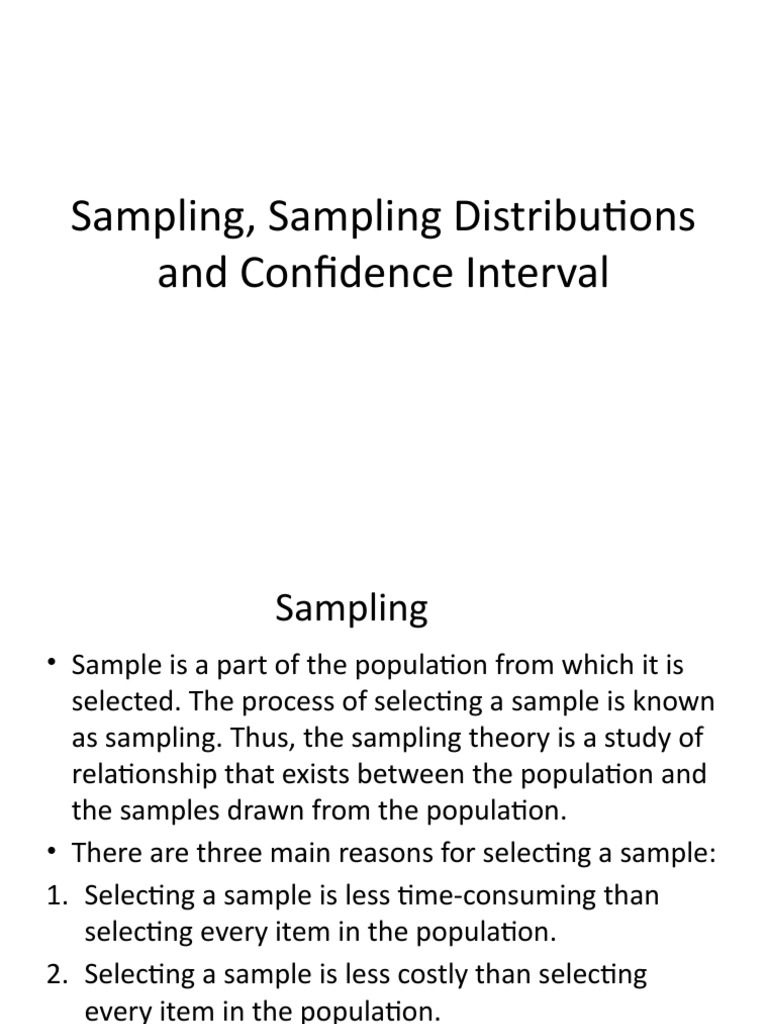Chapter 8 Sampling and Confidence Intervals | Download Free PDF | Sampling (Statistics) | Normal ...
