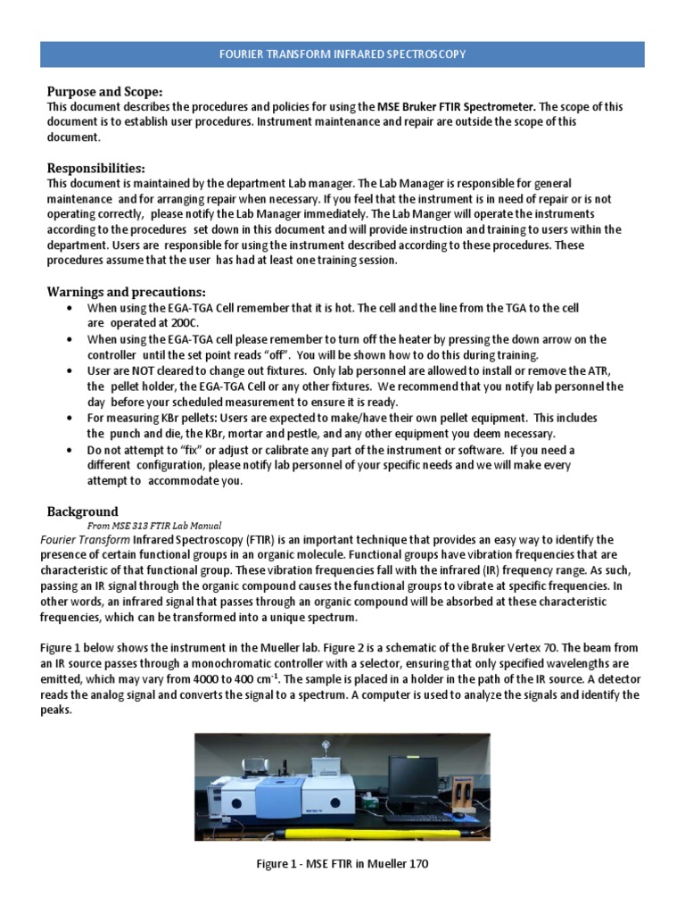 SOP_FTIR | PDF | Infrared Spectroscopy | Molecular Physics