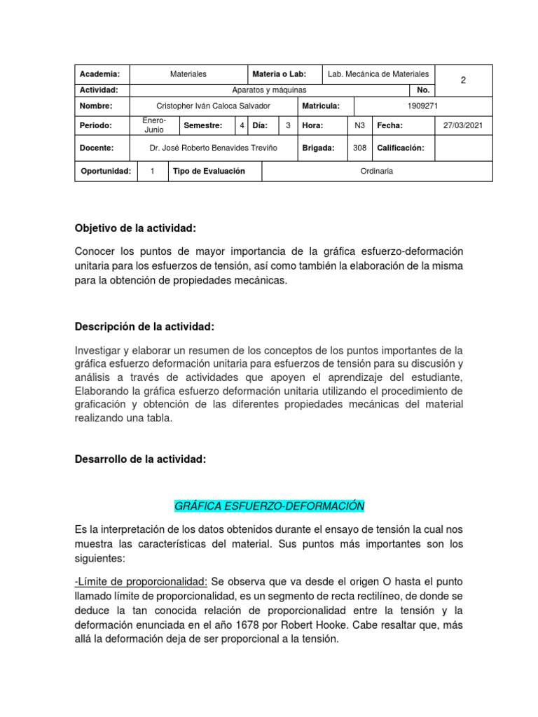 Práctica 2-Lab Mec Materiales | PDF | Rendimiento (ingeniería) | Acero