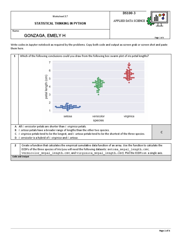 Gonzaga, Emely H: Statistical Thinking in Python | PDF | Statistics