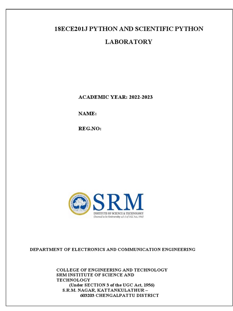 18ece201j Python Laboratory Pdf