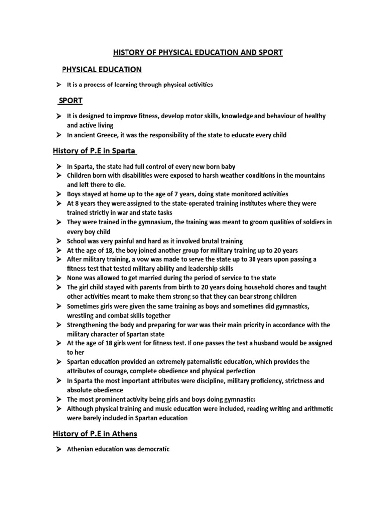 HISTORY_OF_PHYSICAL_EDUCATION_AND_SPORT_form_1 | PDF | Sports | Sparta