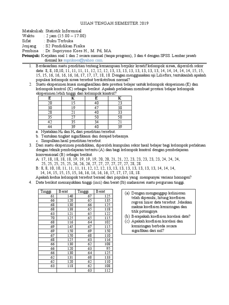 Uts Statistik Inferensial | PDF