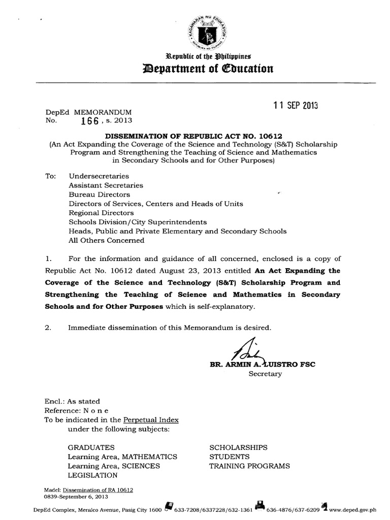 DM_2013_166-1 RA 10612 | PDF