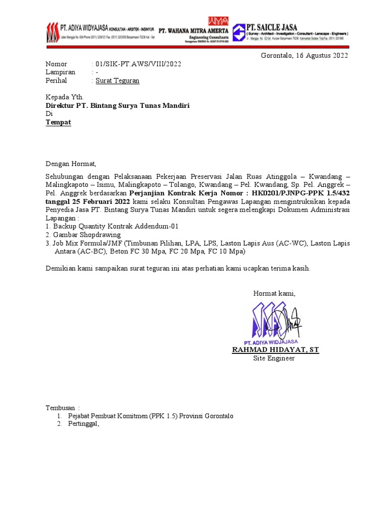 Surat Instruksi Agustus JMF 22 PPK 1.5 | PDF