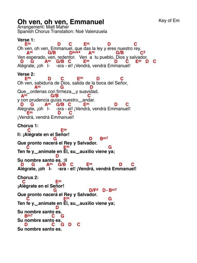 Oh Ven, Oh Ven, Emmanuel (Em) | PDF