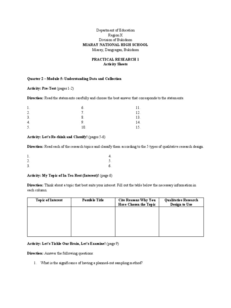 Activity Sheet 3 | PDF | Methodology | Science