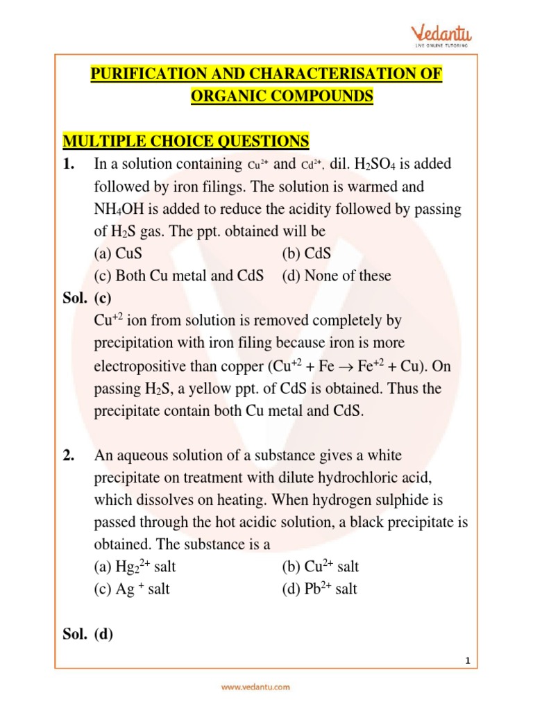 Purification & Characterisation of Organic Compounds | PDF | Ammonium ...