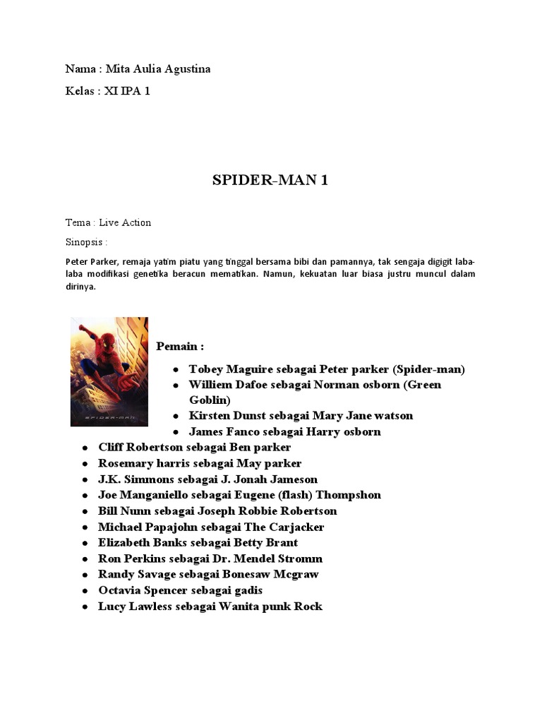 Senbud Film Spiderman | PDF | Spider Man | Fictional Characters