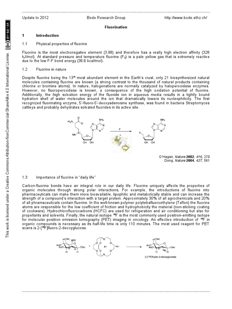 Fluorination 2012 | PDF | Fluorine | Chemical Reactions