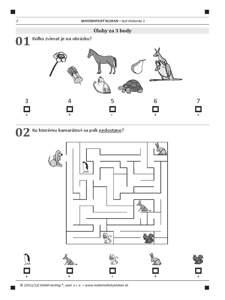 Klokan Testy - ZS1 Rocnik | PDF