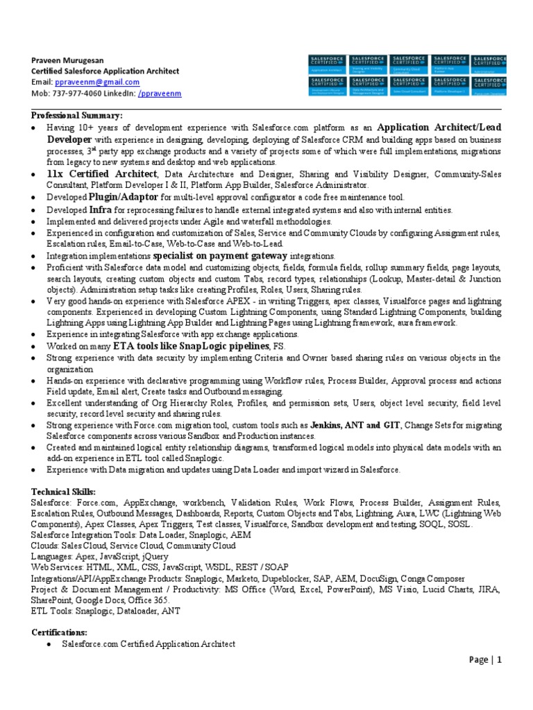 Praveen Murugesan - Salesforce Architect | PDF | Cloud Computing | Software