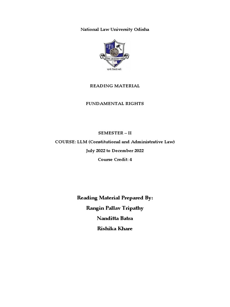 Llm Fundamental Rights Pdf Citizenship Justice