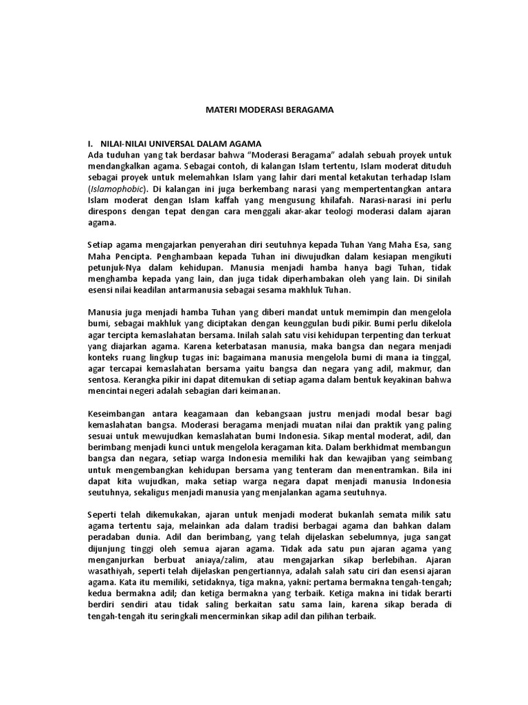 Nilai Moderasi dalam Beragama | PDF | Agama & Spiritualitas