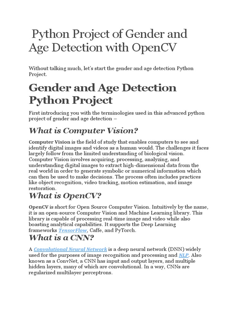 Python Project of Gender and Age Detection With OpenCV | PDF | Deep Learning | Computer Vision