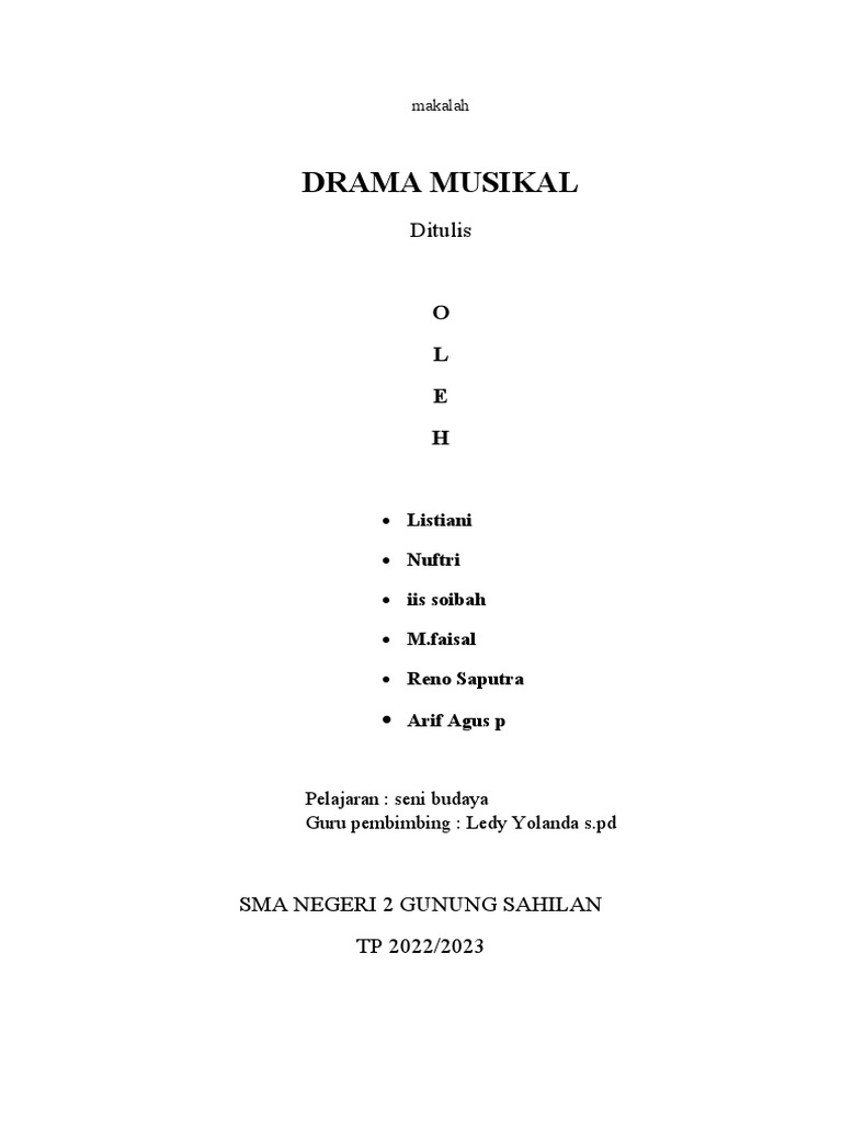 Makalah Drama Musikal | PDF | Seni