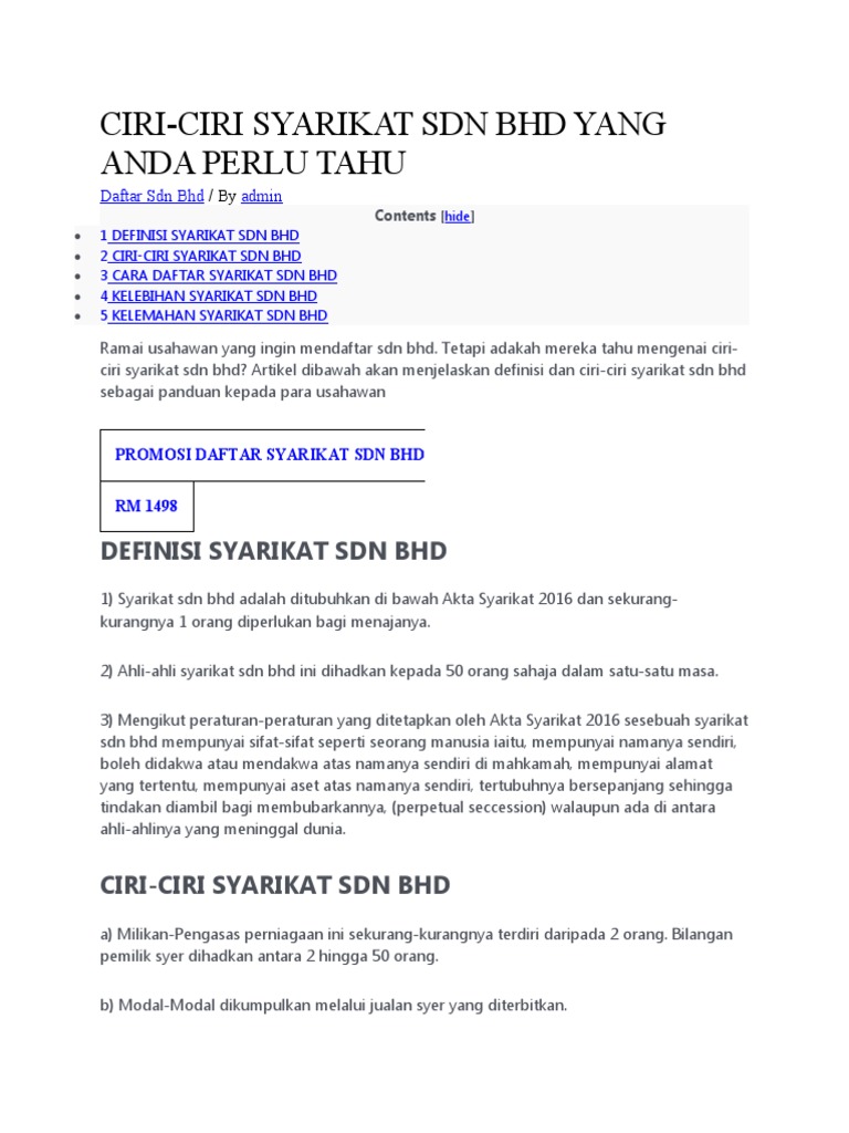 SDN BHD | PDF