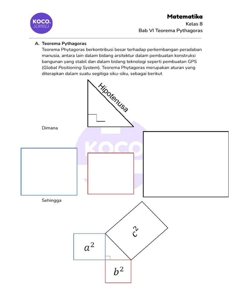 Revision Note - Matematika Kelas 8 - Teorema Pythagoras | PDF