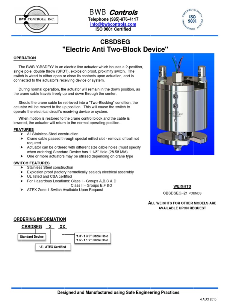 Anti Two Block Device Overview | PDF | Switch | Manufactured Goods