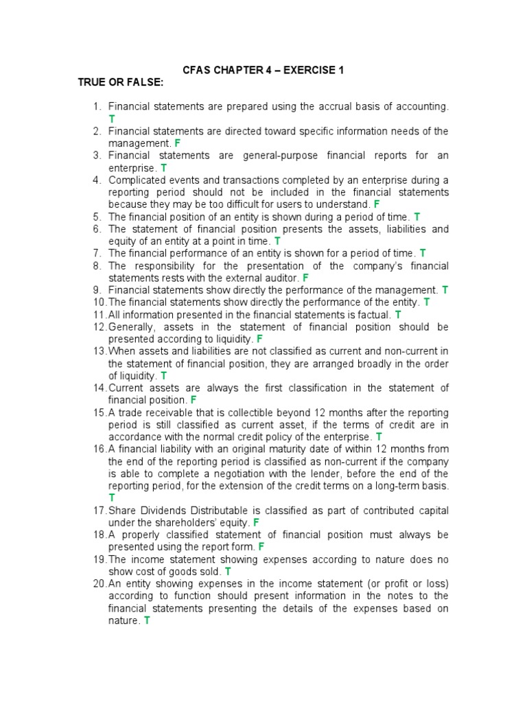 1 Cfas - Chapter 4 - Exercise 1 | PDF | Balance Sheet | Expense