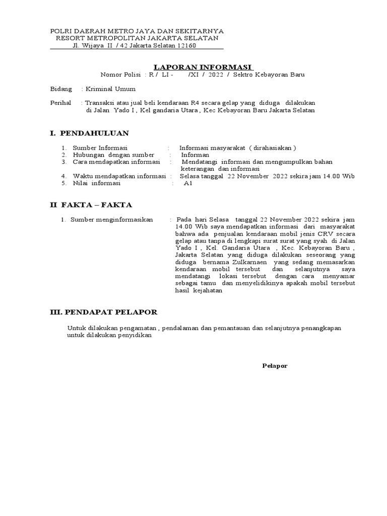 Laporan Informasi Baru | PDF