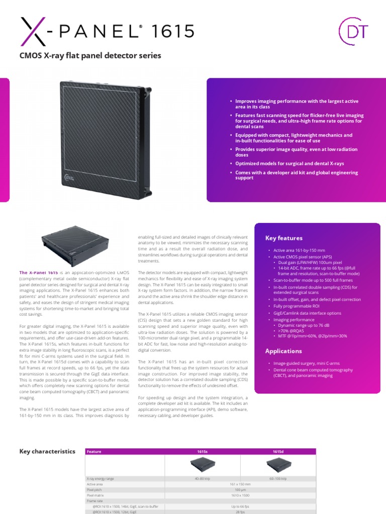 Detection Technology X Panel 1615 CMOS X Ray Flat Panel Detector Series ...