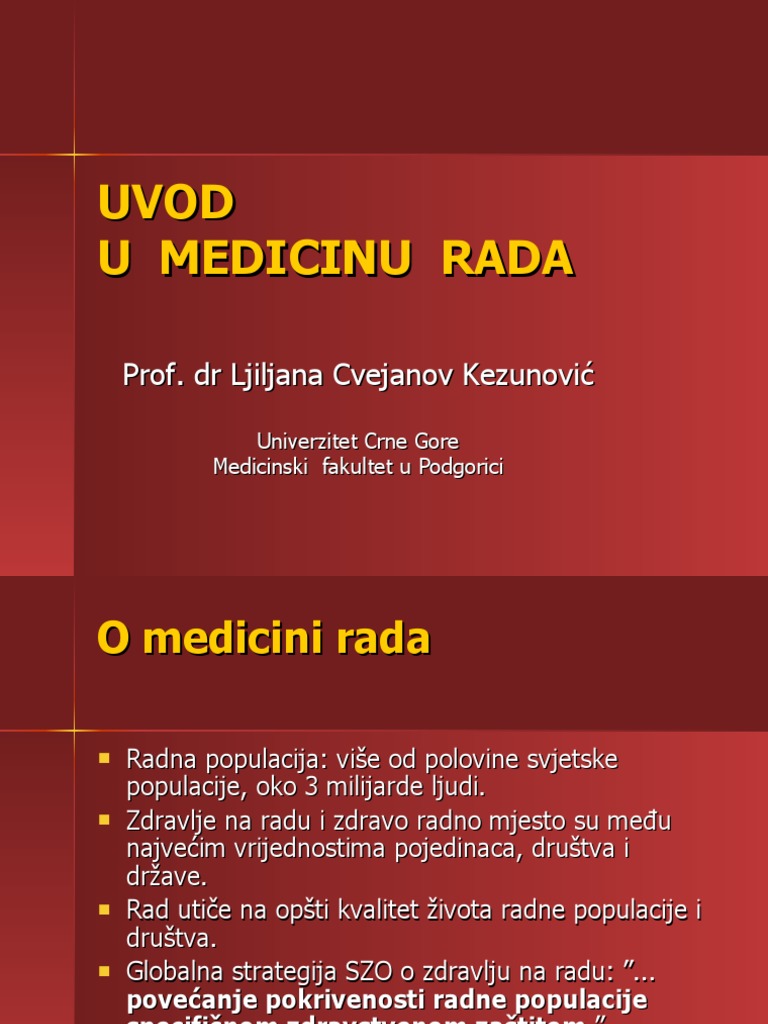 1.1.uvod U Medicinu Rada | PDF