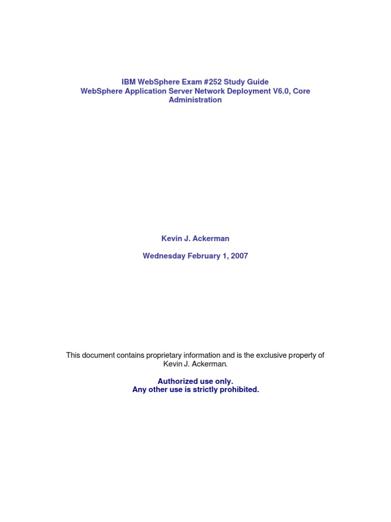 IBM WebSphere Exam #252 Study Guide WebSphere Application Server ... | Download Free PDF | Load ...