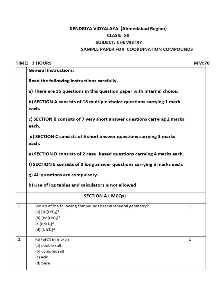 12th Class Chapter Coordination Wise QP 2022-23 | PDF | Coordination ... 12th Class Chapter Coordination Wise QP 2022-23 | PDF | Coordination ...