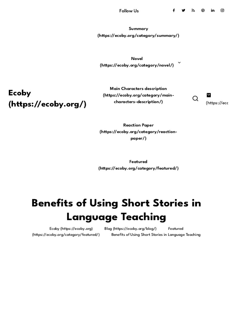 Benefits of Using Short Stories in Language Teaching | PDF | English As ...