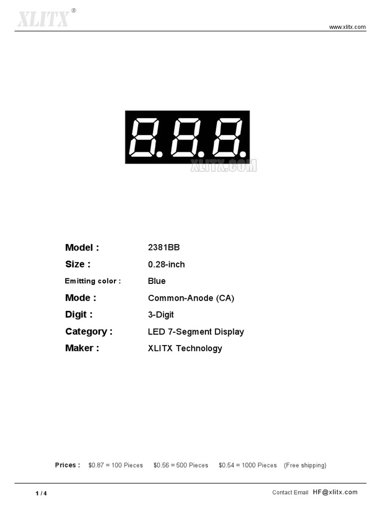 2381BB 3digit 7-Segments | PDF | Computer Engineering | Manufactured Goods