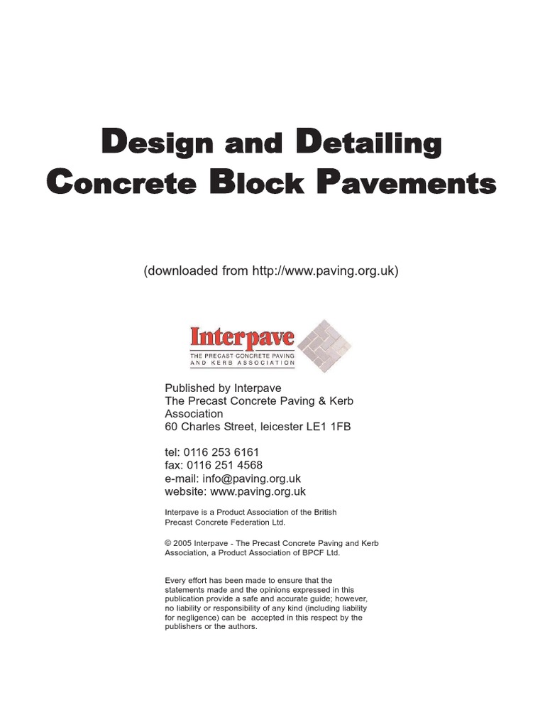 Design and Detailing Concrete Block Pavements | PDF | Concrete | Road Surface