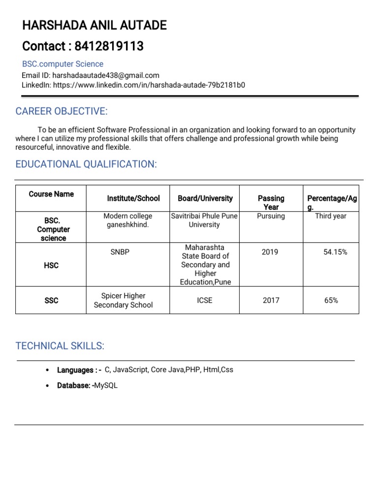 Harshada - 1 Resume | PDF