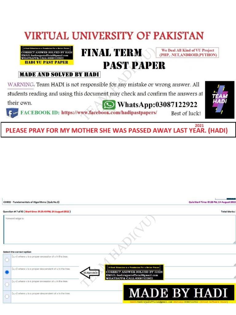 Cs502 Final Term File 7 Solved by Team Hadi | PDF