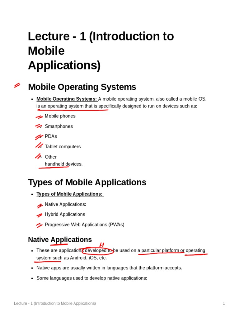 Mobile Application Development Pdf Mobile App Android Operating System