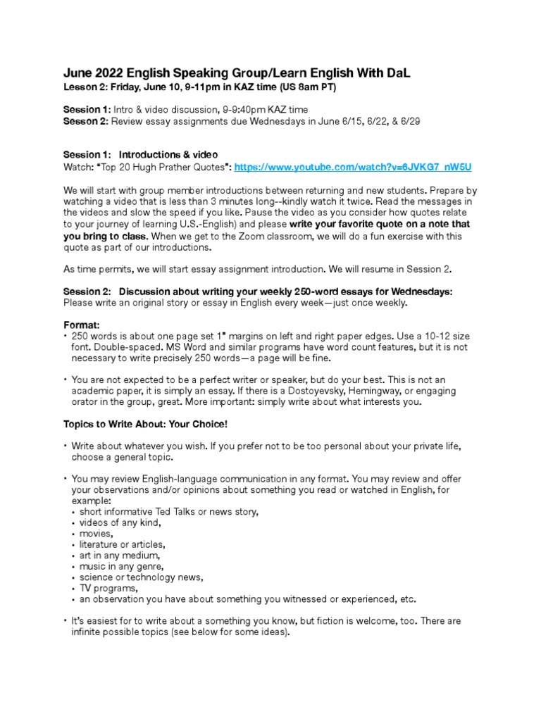 Les2-Essay Assignment+topic Ideas | PDF