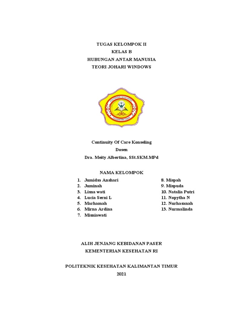Makalah Tugas Kelompok Ii Coc Konseling Teori Johari Window | PDF