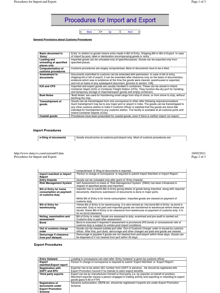 Procedure For Import and Export | Download Free PDF | Containerization ...