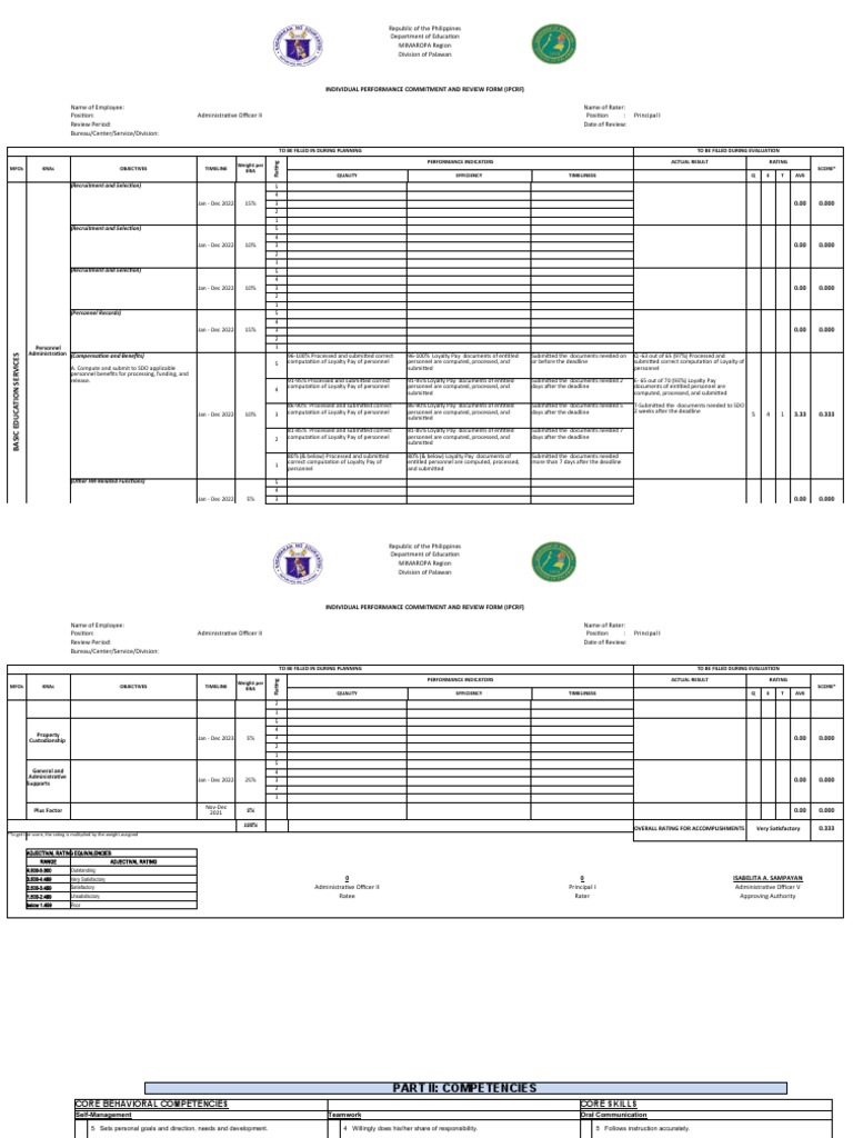 IPCRF Template | PDF | Goal | Information