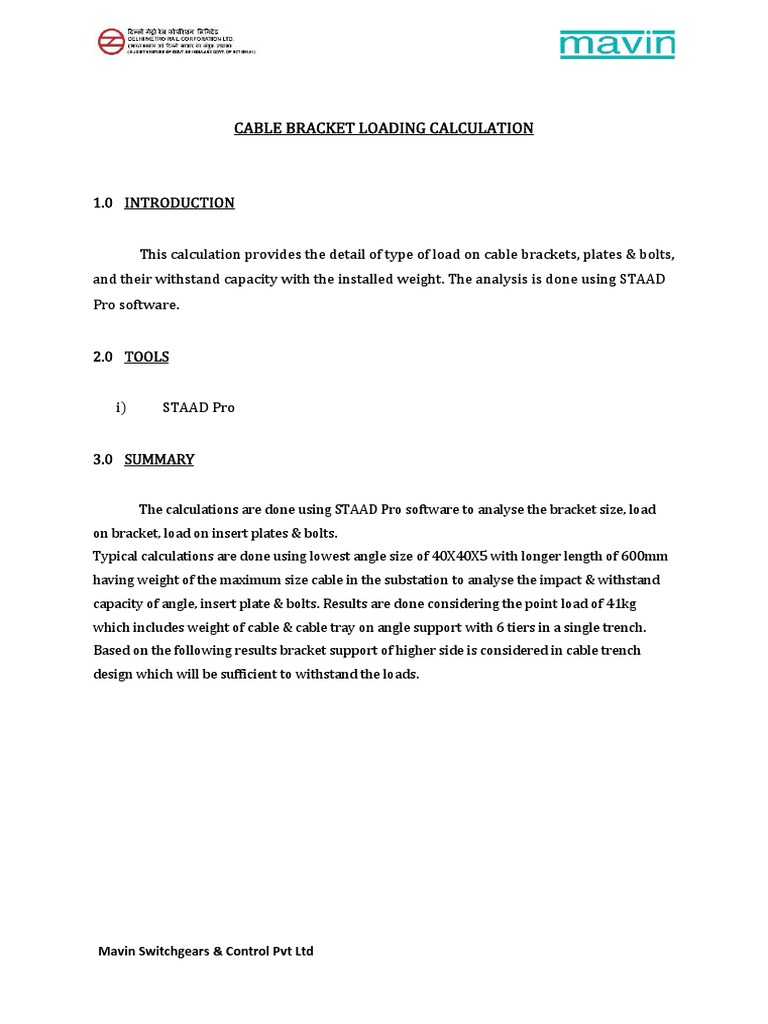 Cable Bracket Load Analysis | PDF | Screw | Mechanical Engineering