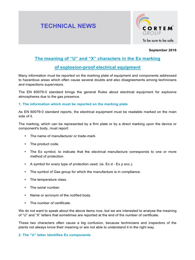 Understanding "U" and "X" in Ex Markings | PDF | Safety