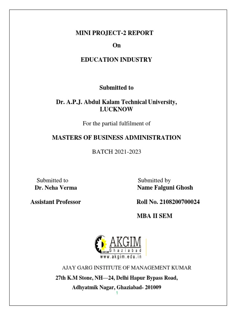 MINI PROJECT EDUCATION INDUSTRY PDFF | PDF | Educational Technology ...